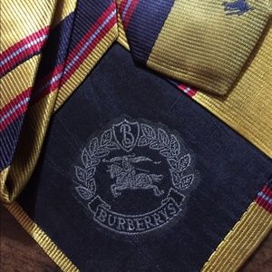Burberry | Accessories | Yellow Gold Blue And Red Burberry Tie | Poshmark